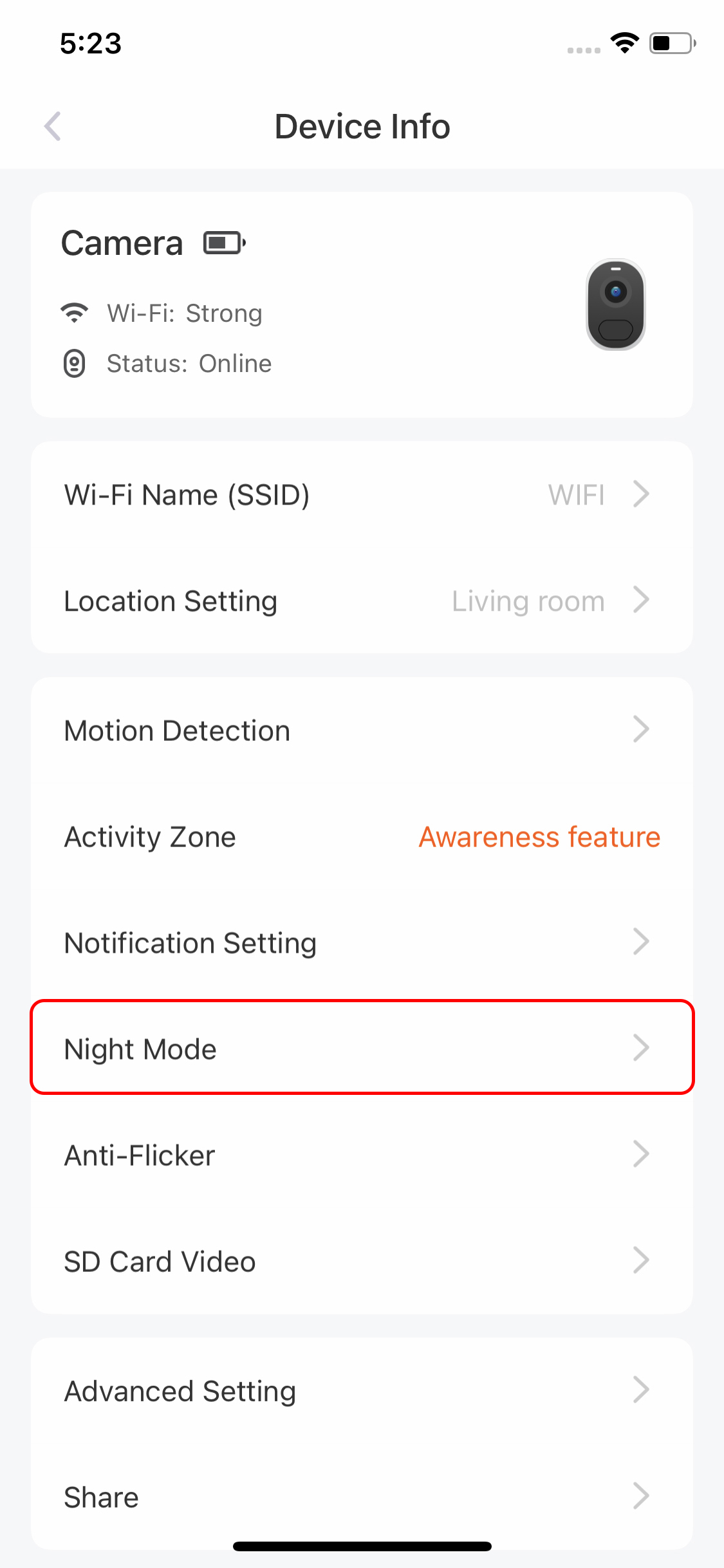 How to turn on the night vision feature of the camera? – Help Center